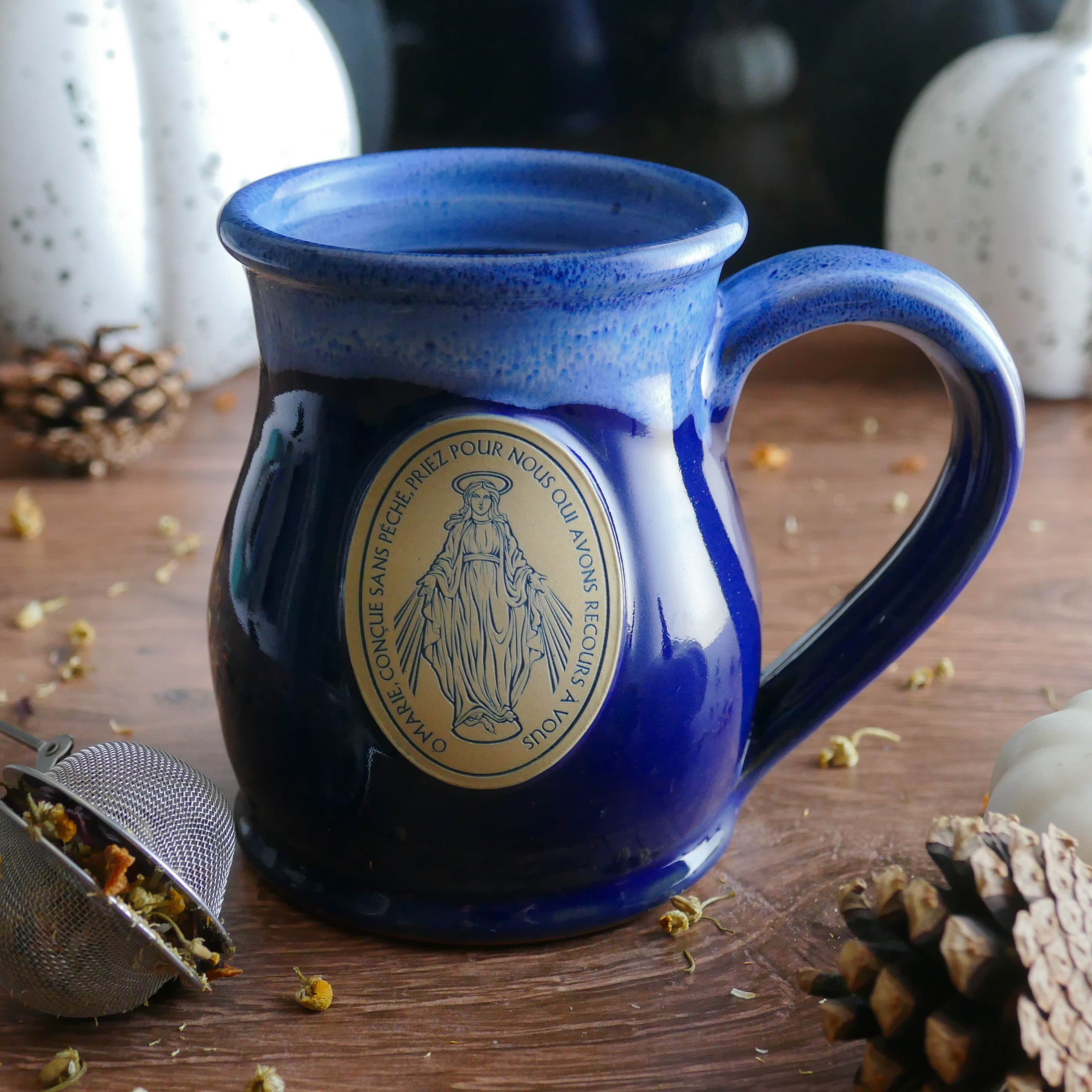 Vintage Miraculous Medal Tall Belly Mug | Oremus Homegoods